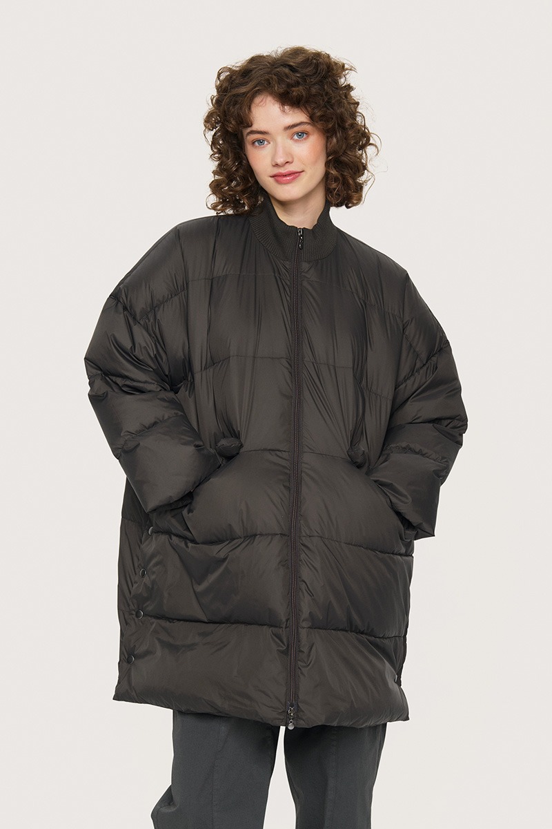 Feather down coat with zipper